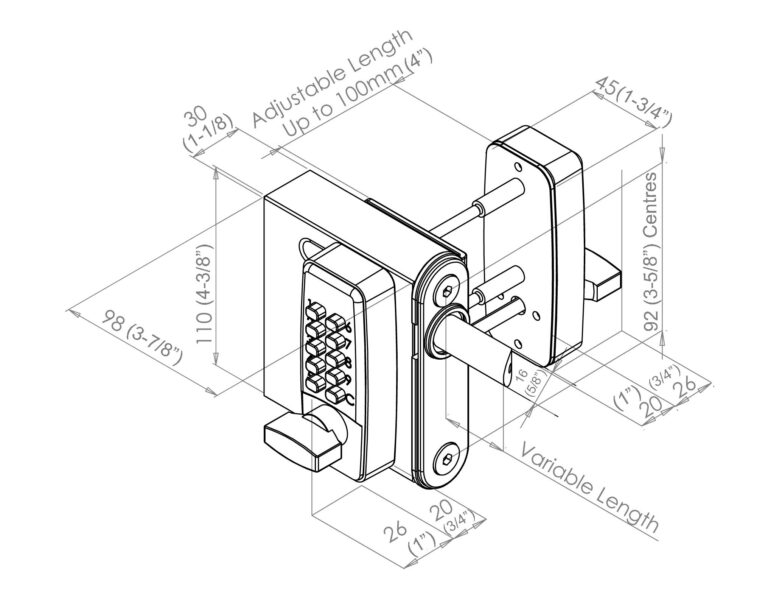 Surface-mounted SelectPro Code Gate Lock | Double-Sided | Gatemaster