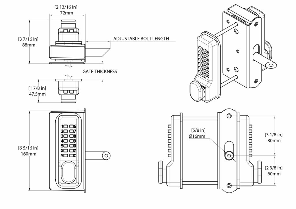 Superlock 2.0 Code Gate Lock | Surface Mounted | Double-Sided Keypad ...